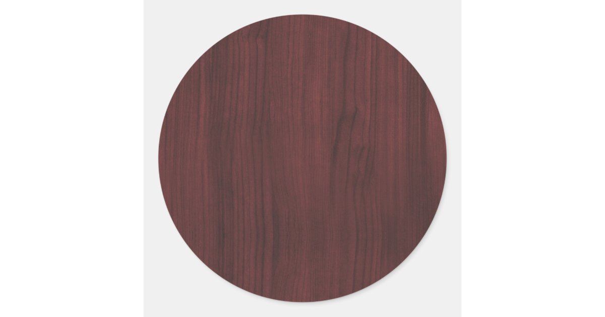 Mahogany wood texture classic round sticker | Zazzle
