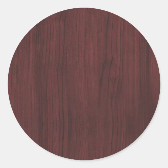 Mahogany wood texture classic round sticker | Zazzle