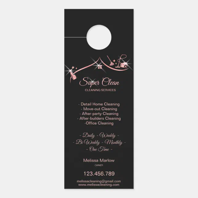 Maid Cleaning House professional Cleaning Services Door Hanger | Zazzle