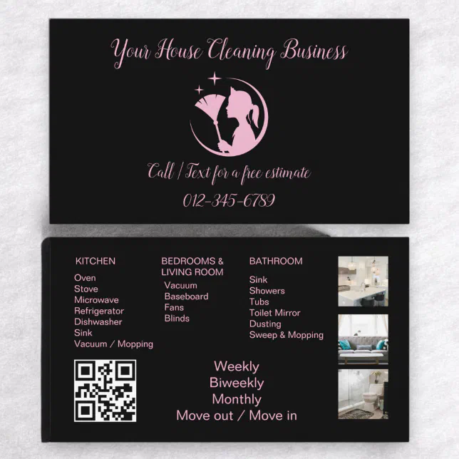 Maid Cleaning House QR Code Sparkling Business Business Card | Zazzle