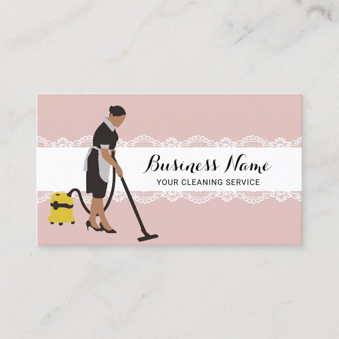 Maid House Cleaning Service Girly Pink Business Card | Zazzle