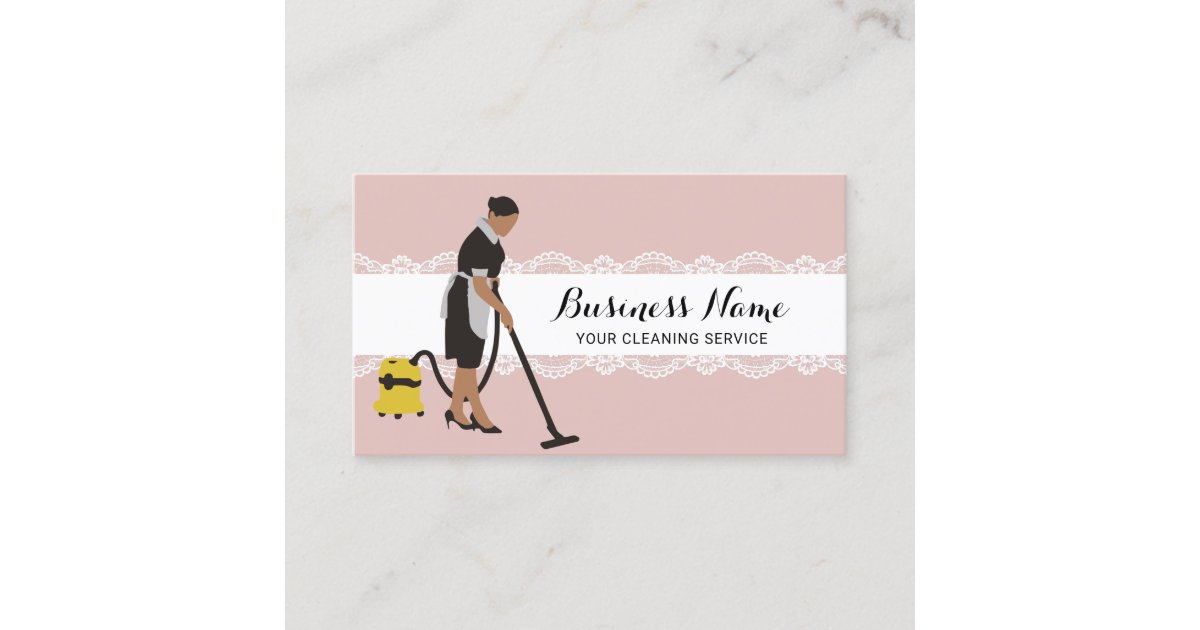Maid House Cleaning Service Girly Pink Business Card | Zazzle