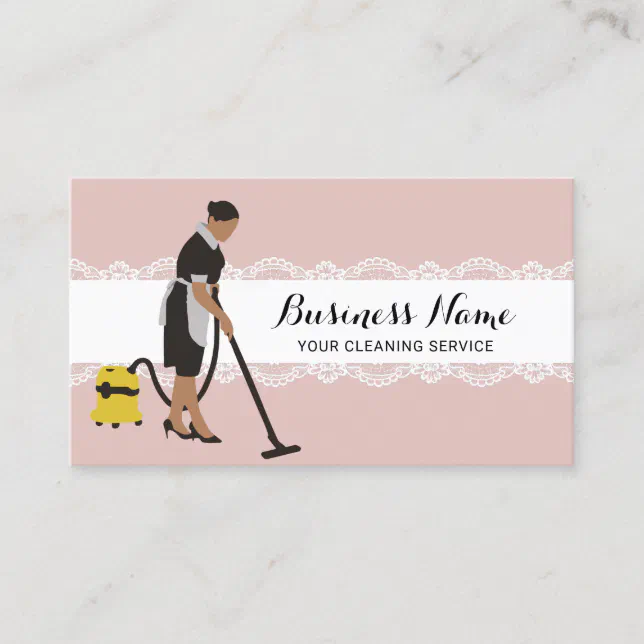 Maid House Cleaning Service Girly Pink Business Card | Zazzle