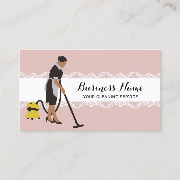 Maid House Cleaning Service Girly Pink Business Card | Zazzle
