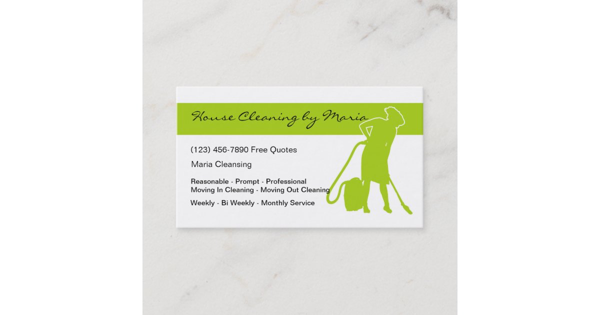 Maid Housekeeper Business Cards | Zazzle