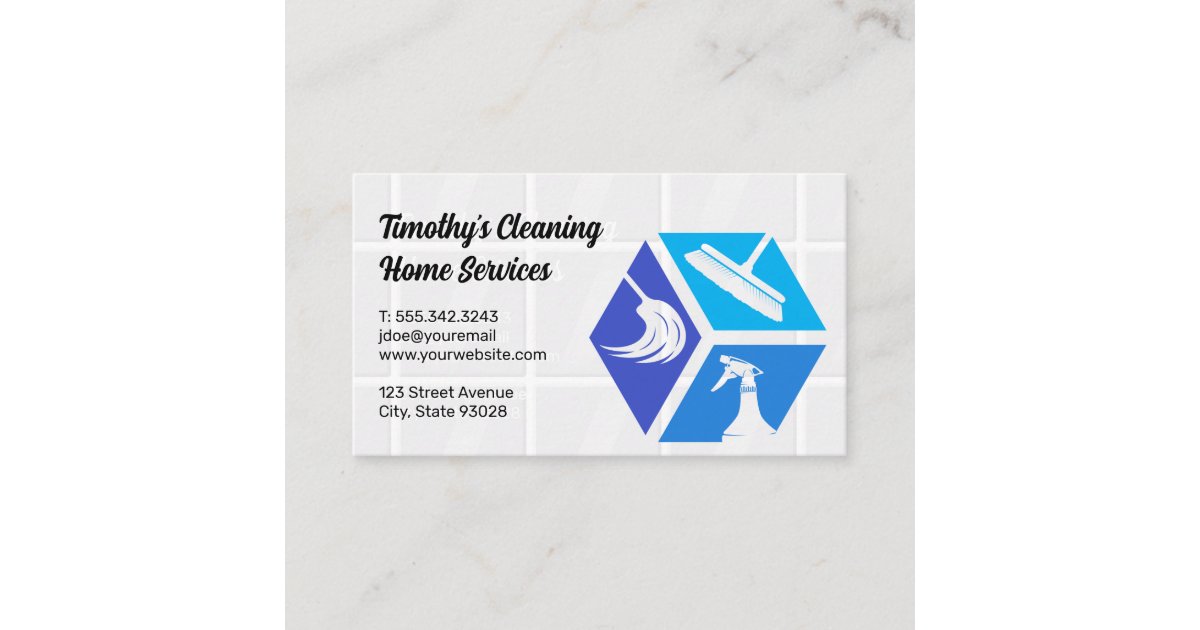 Maid Janitor Cleaning Icons Business Card | Zazzle