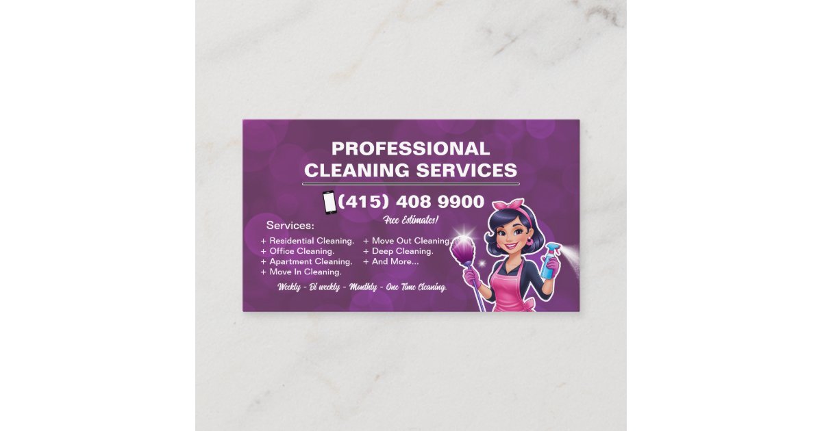 Maid Janitorial Lady Business Card House Cleaning | Zazzle