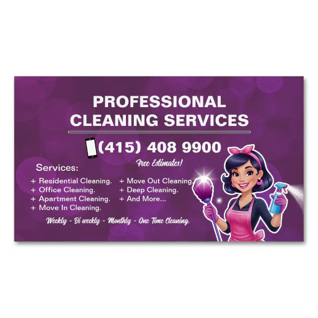 Maid Janitorial Lady Business Card House Cleaning | Zazzle