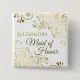 Maid of Honor Elegant Gold Lace Wedding Name Tag Button | Zazzle