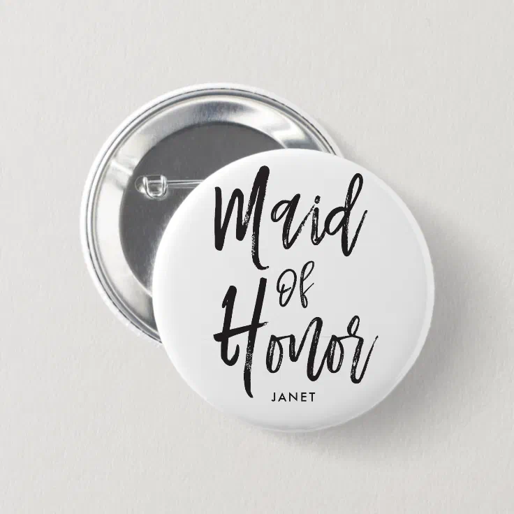 Maid of Honor| Script Style Custom Wedding Button | Zazzle