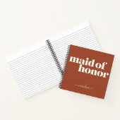 Maid of Honor Simple Minimalist Modern Name Rust Notebook | Zazzle