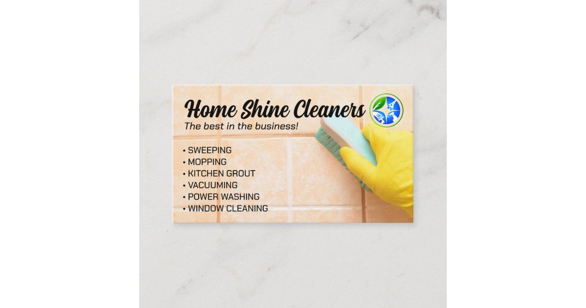 Maid Scrubbing Bathroom Tiles Business Card | Zazzle