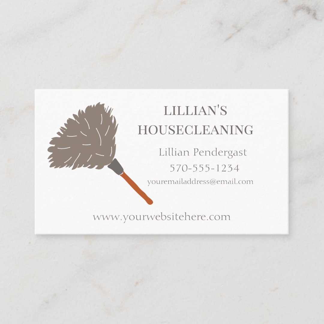 Maid Service Housecleaning Feather Duster Business Card | Zazzle