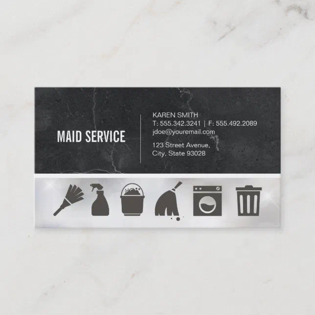 Maid Service | Marble | Cleaning Maid Business Card | Zazzle