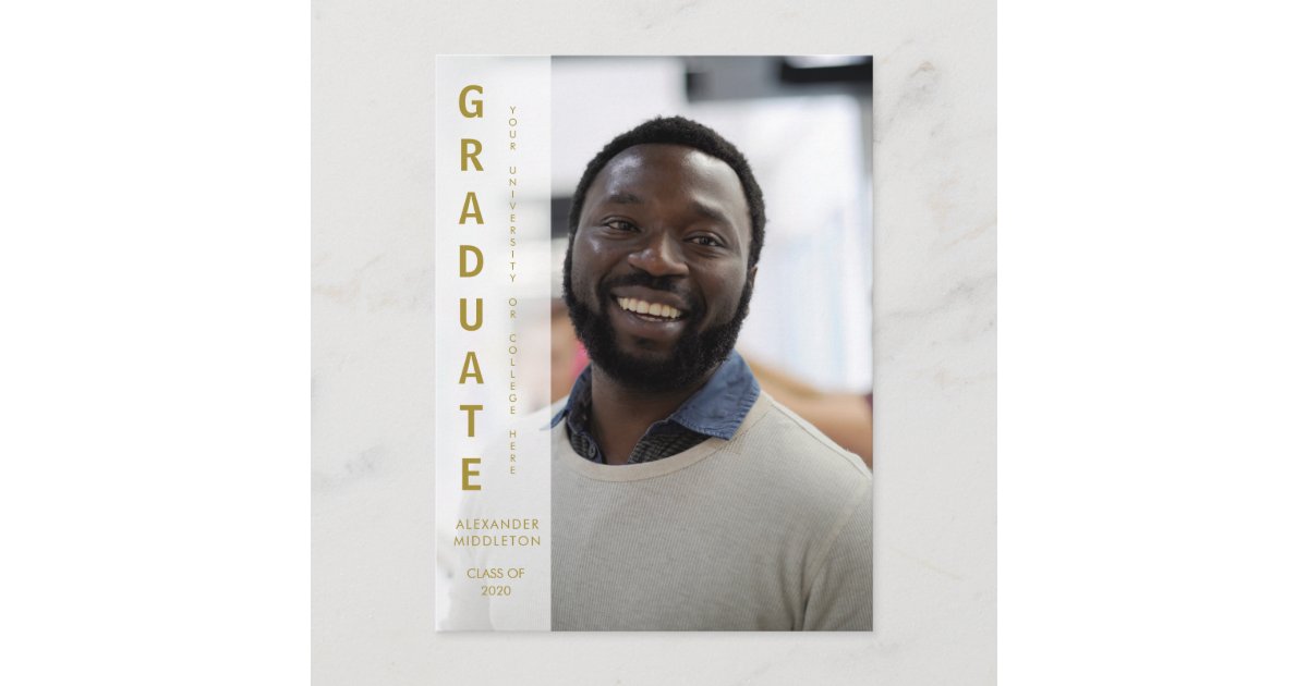 MaIe Graduate Graduation Invitation Simple Photo Postcard | Zazzle
