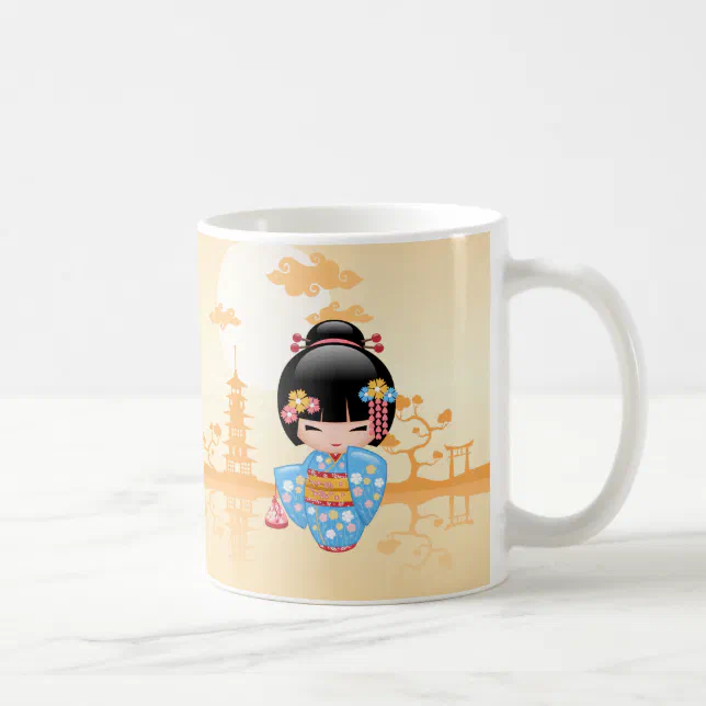Maiko Kokeshi Doll - Cute Japanese Geisha Girl Coffee Mug | Zazzle