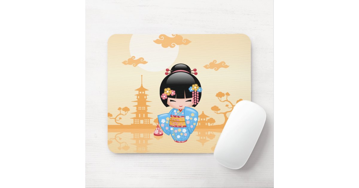 Maiko Kokeshi Doll - Cute Japanese Geisha Girl Mouse Pad | Zazzle