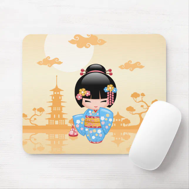 Maiko Kokeshi Doll - Cute Japanese Geisha Girl Mouse Pad | Zazzle
