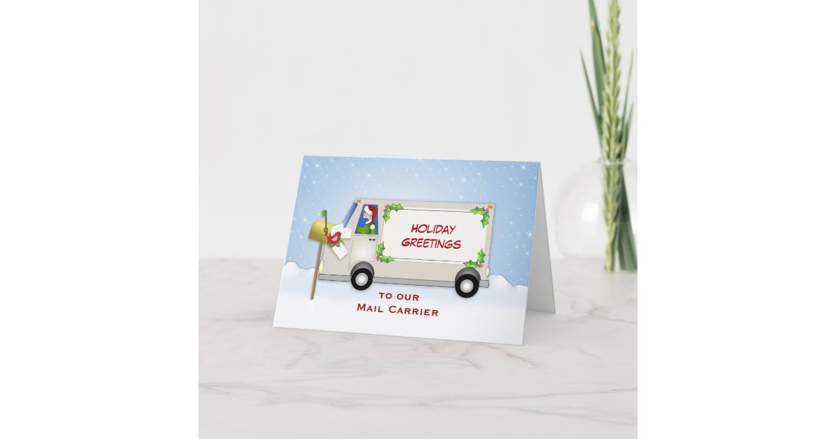 Mail Carrier Christmas Card-Mail Truck-Mail Box Holiday Card | Zazzle