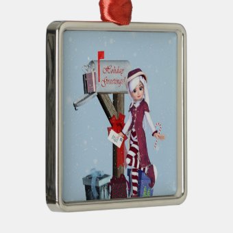 Mail Carrier Elf Mailbox Gifts Silver Ornament | Zazzle