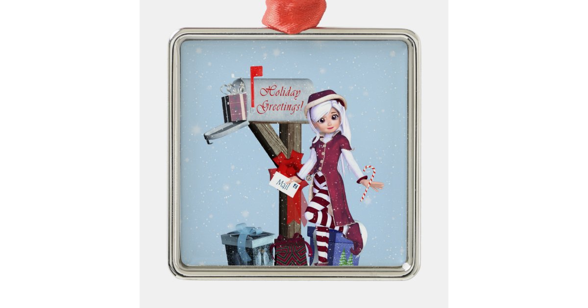 Mail Carrier Elf Mailbox Gifts Silver Ornament | Zazzle