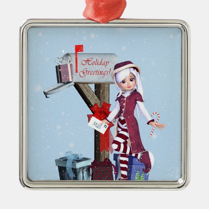 Mail Carrier Elf Mailbox Gifts Silver Ornament | Zazzle.com