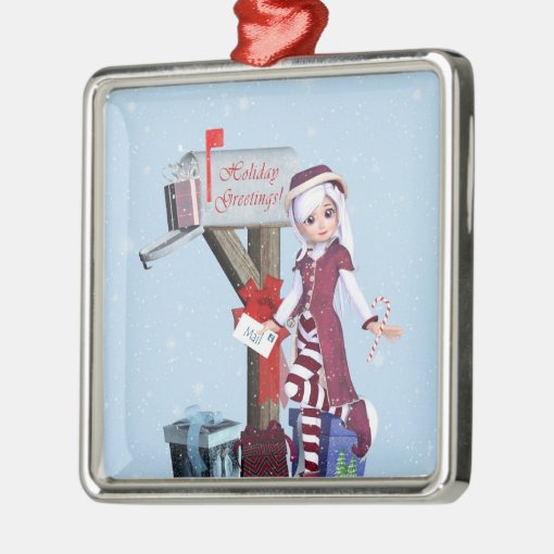 Mail Carrier Elf Mailbox Gifts Silver Ornament | Zazzle