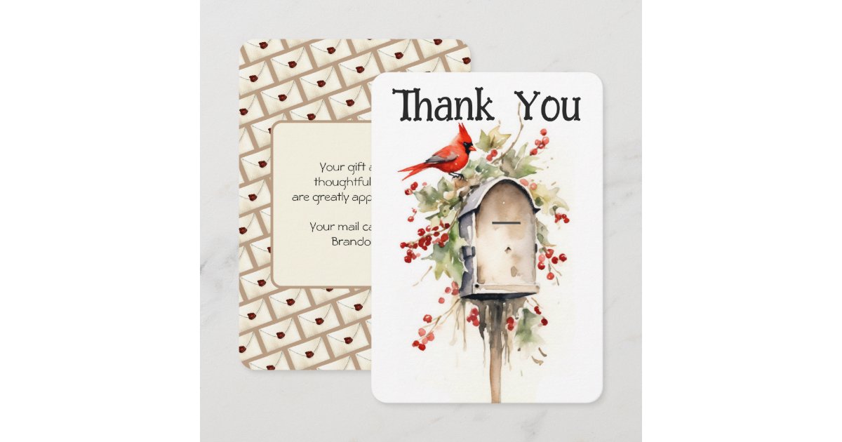 Mail Carrier Mailbox Thank You Card | Zazzle