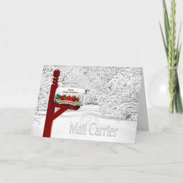 Mail Carrier or Postal Christmas Mailbox Holiday Card | Zazzle