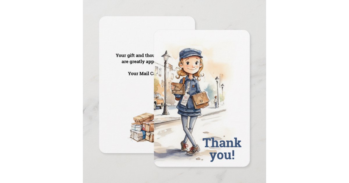 Mail Lady Letter Carrier Thank You Card | Zazzle