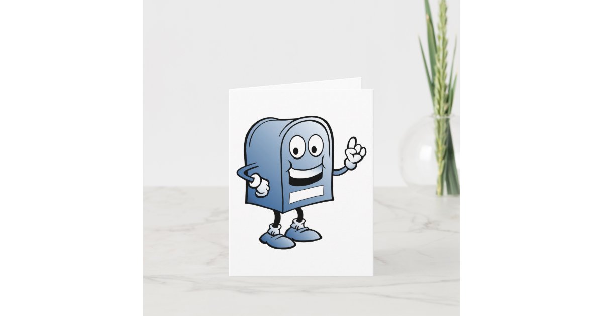 Mailbox Mascot Happy Blue Postal Character Card | Zazzle