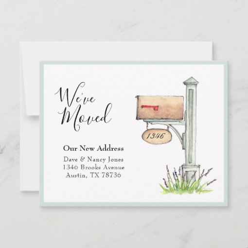 Mailbox watercolor New Home We've moved Note Card | Zazzle