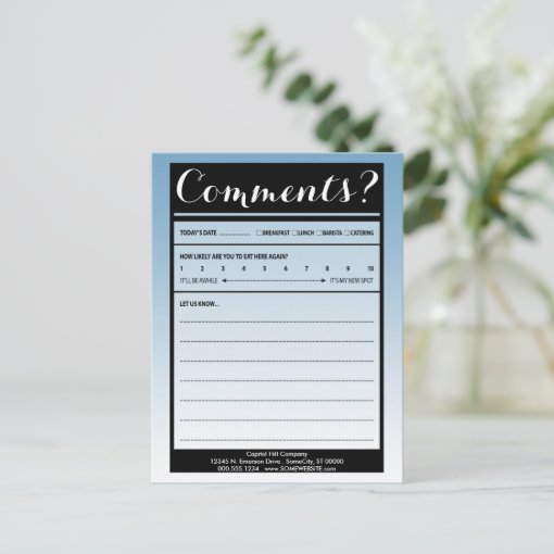 mailing list comment card with logo | Zazzle