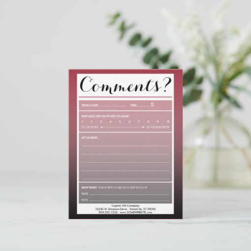 mailing list comment card with logo | Zazzle