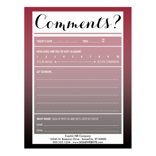 mailing list comment card with logo | Zazzle.com