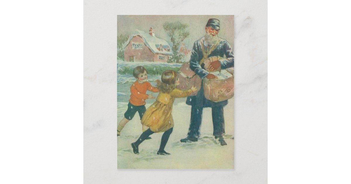 Mailman & Children Postcard | Zazzle