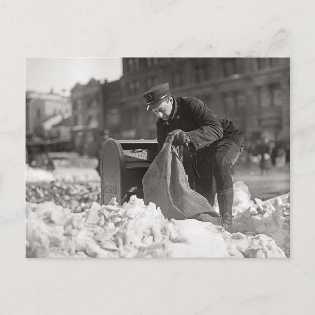 Mailman in the Snow, 1922 Postcard | Zazzle