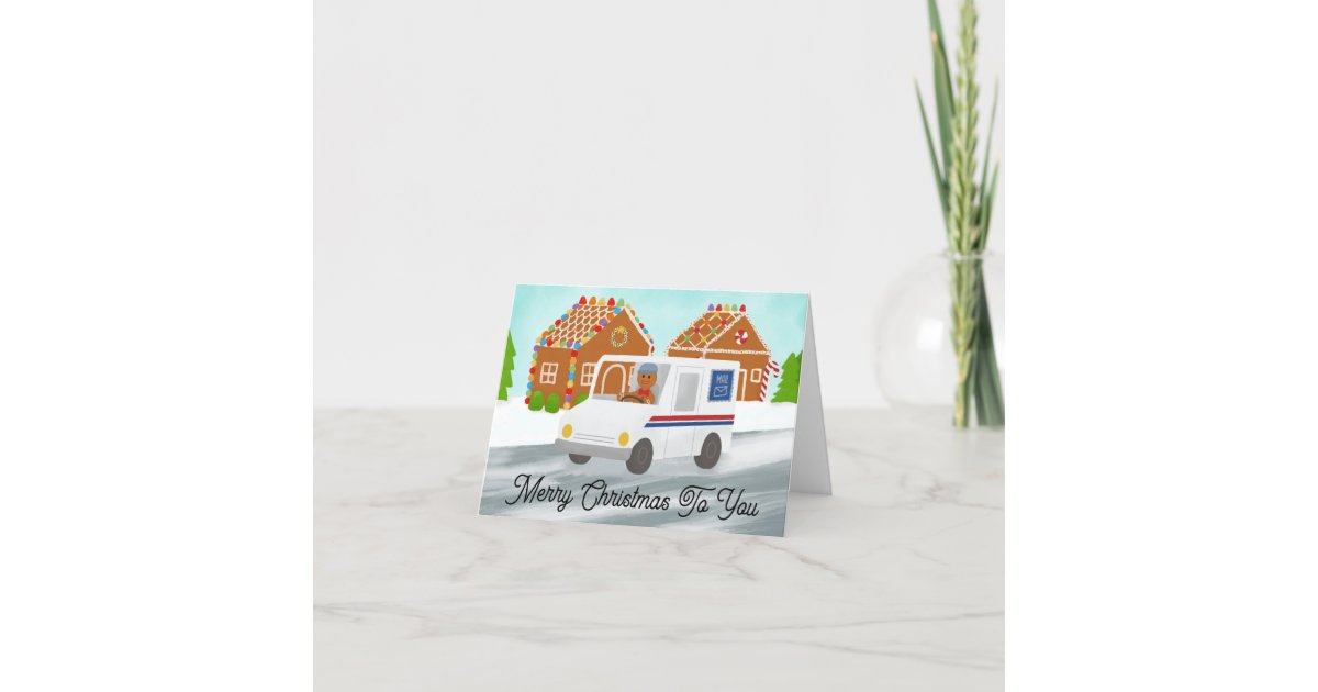 Mailman Post Office Mail Carrier Christmas Holiday Thank You Card | Zazzle