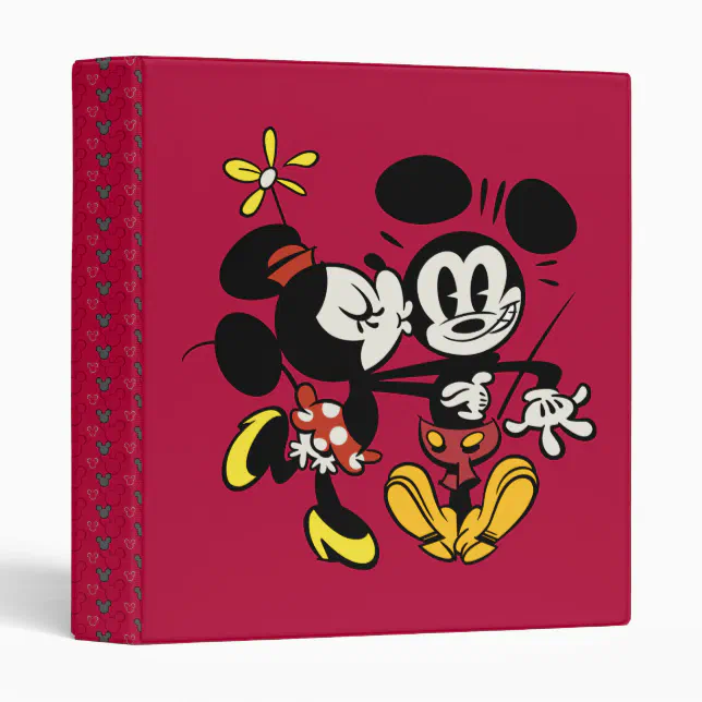 Main Mickey Shorts | Minnie Kissing Mickey 3 Ring Binder | Zazzle