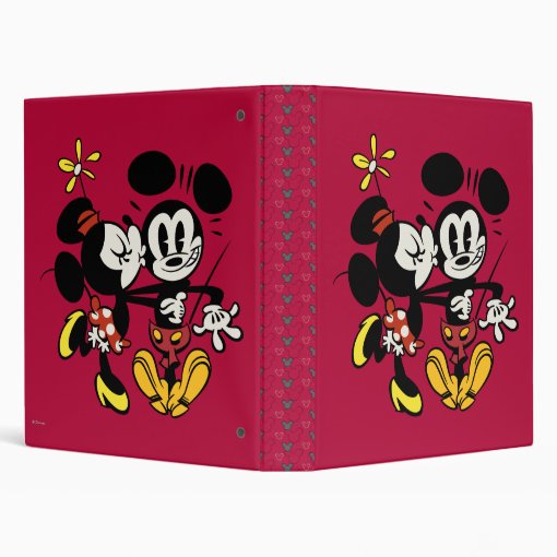 Main Mickey Shorts | Minnie Kissing Mickey 3 Ring Binder | Zazzle