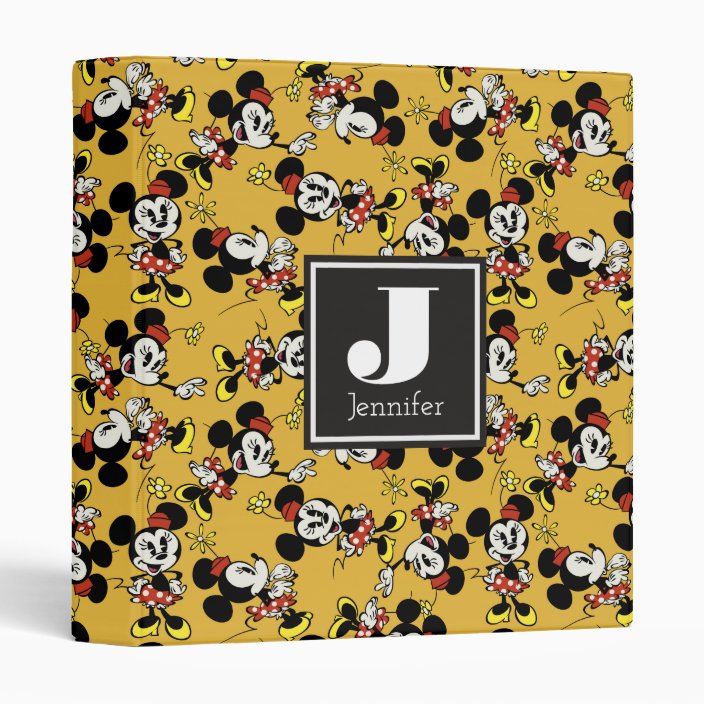Main Mickey Shorts | Minnie Mouse Yellow Pattern Binder | Zazzle.com