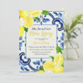 Main Sqeeze Blue Tile Lemon Citrus Bridal Shower Invitation | Zazzle