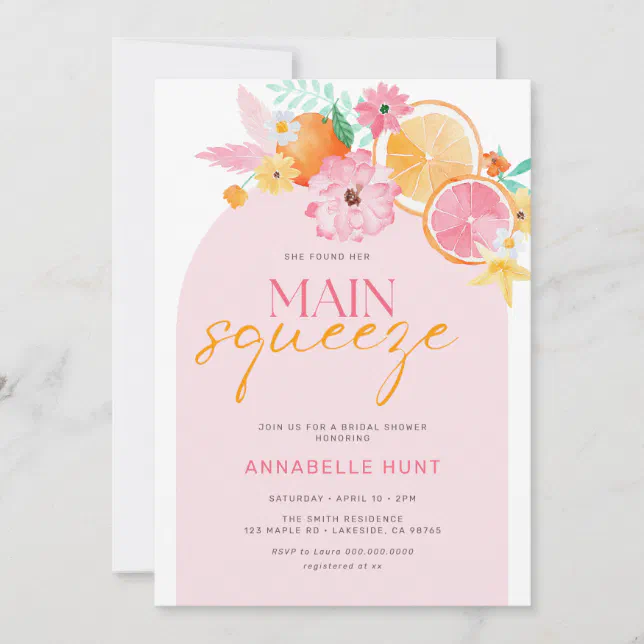 Main Squeeze Bridal Shower Invitation | Zazzle