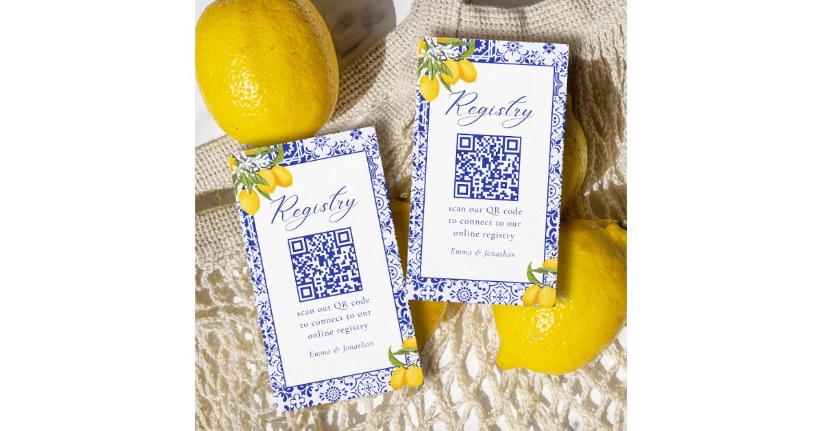 Main Squeeze Bridal Shower Lemon Registry QR Code Enclosure Card | Zazzle