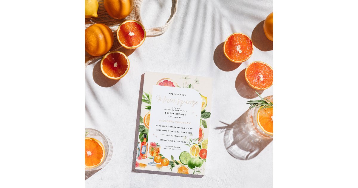 Main Squeeze Citrus Bridal Shower Invitation Foil Invitation | Zazzle