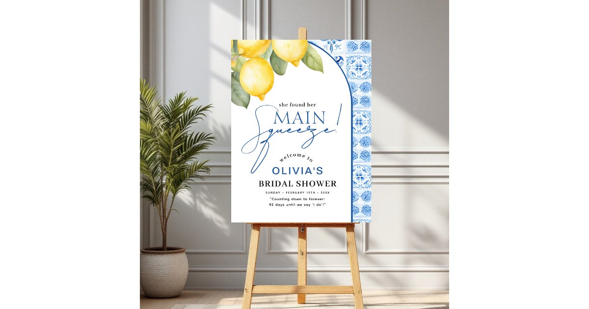 Main Squeeze Italian Bridal Shower Welcome Sign | Zazzle