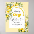 Main squeeze lemon 1st birthday party welcome poster | Zazzle
