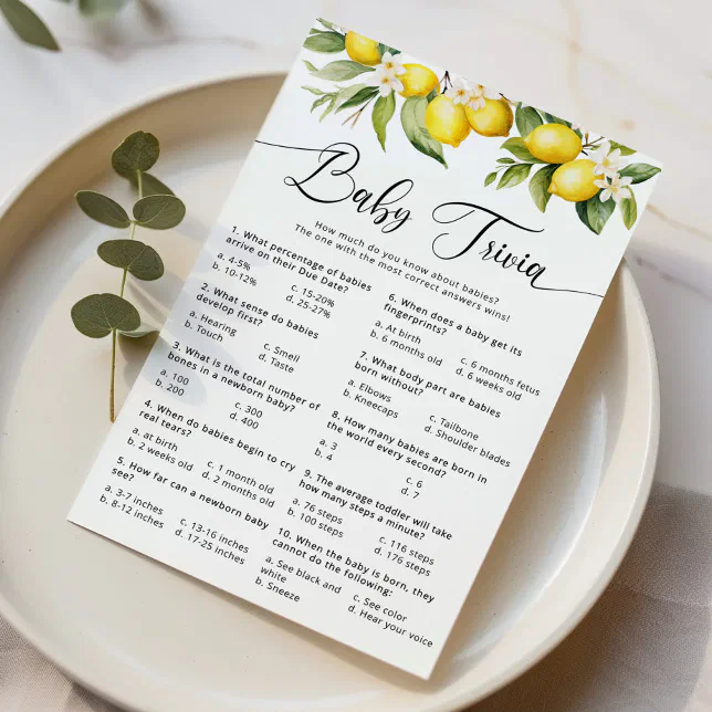 Main squeeze lemon baby trivia game | Zazzle