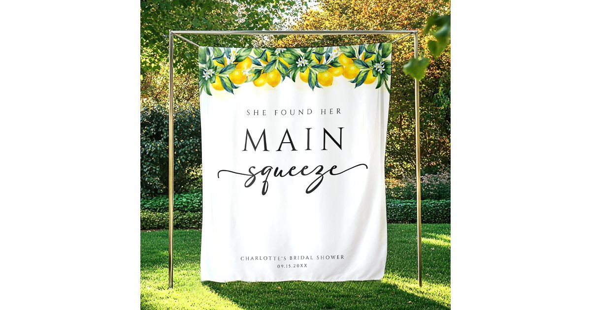 Main Squeeze Lemon Bridal Shower Backdrop | Zazzle