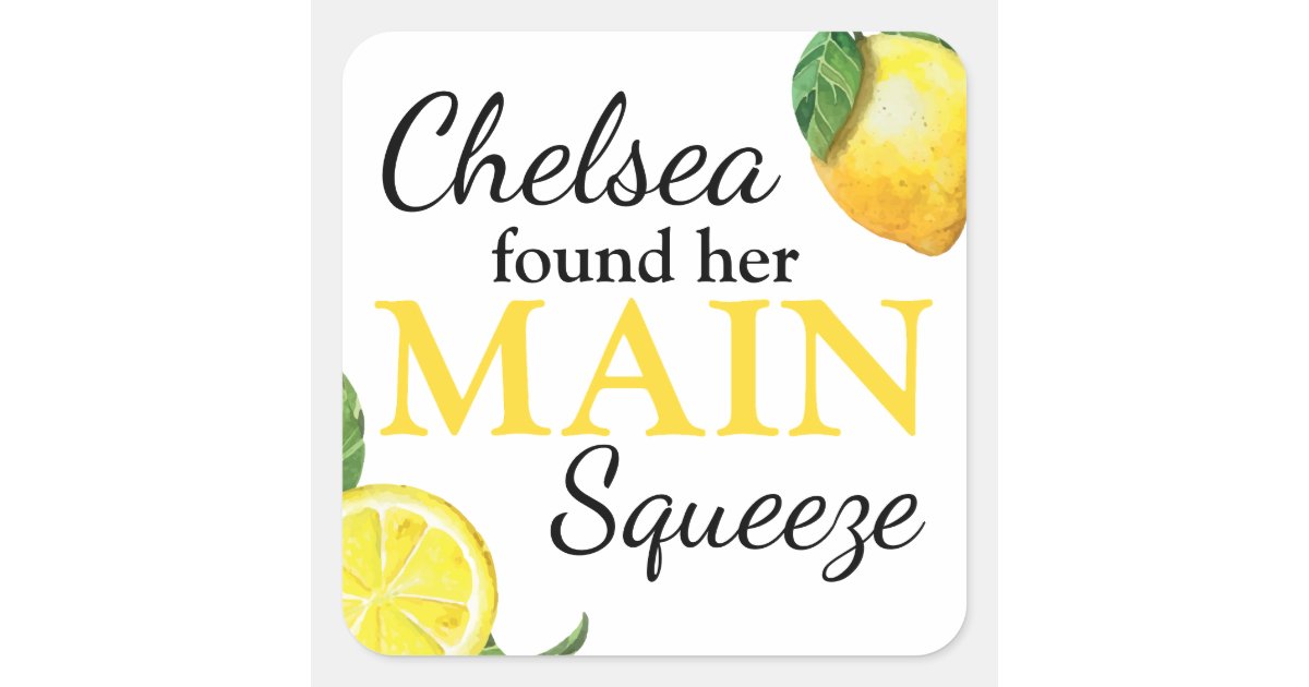 Main Squeeze Lemon Bridal Shower Sticker | Zazzle